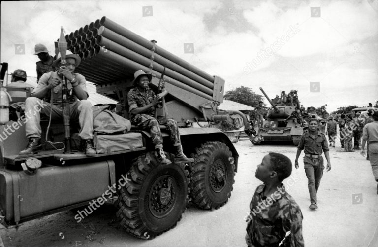 Angola Civil War 1976 Fapla Russian Bm21 Rocket Launcher With T34 Tank ...